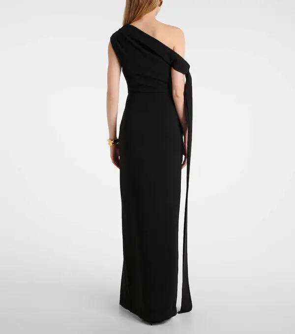 Solace London Irina Scarf-detail Crêpe Gown - Black