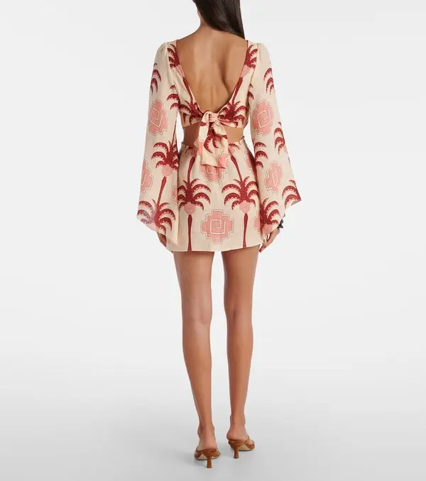 Johanna Ortiz Cutout Printed Linen Minidress - Multicoloured