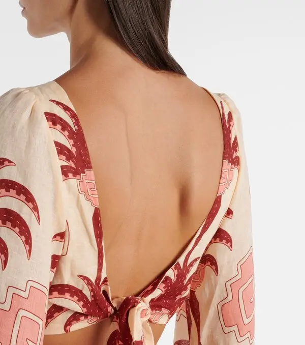 Johanna Ortiz Cutout Printed Linen Minidress - Multicoloured