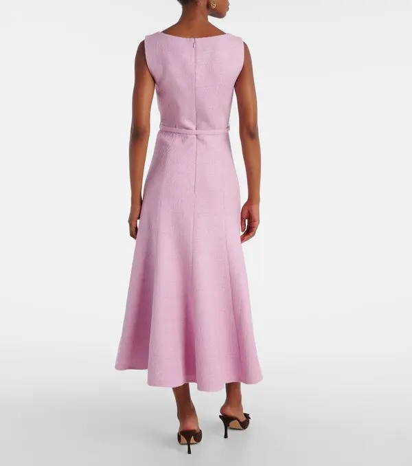 Roland Mouret Asymmetric Belted Bouclé Midi Dress
