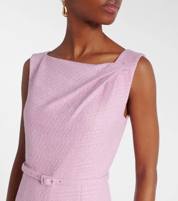 Roland Mouret Asymmetric Belted Bouclé Midi Dress