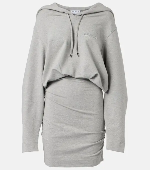 Attico Cotton-blend Jersey Sweatshirt Dress - Grey