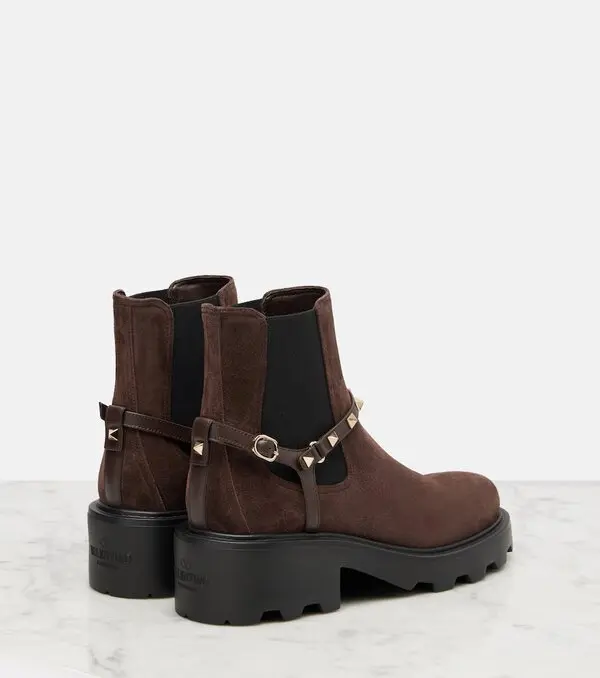 Valentino Garavani Rockstud Suede Chelsea Boots