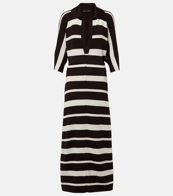Proenza Schouler Solana Striped Wool And Silk Maxi Dress - Brown