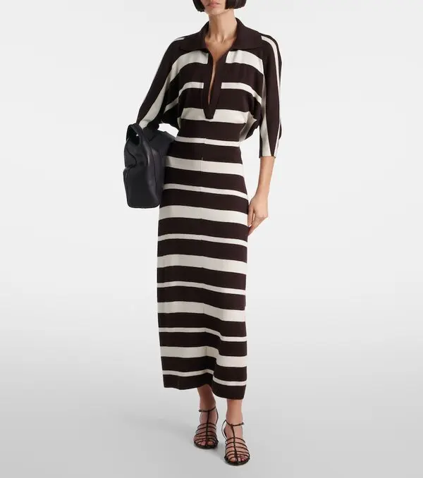Proenza Schouler Solana Striped Wool And Silk Maxi Dress - Brown