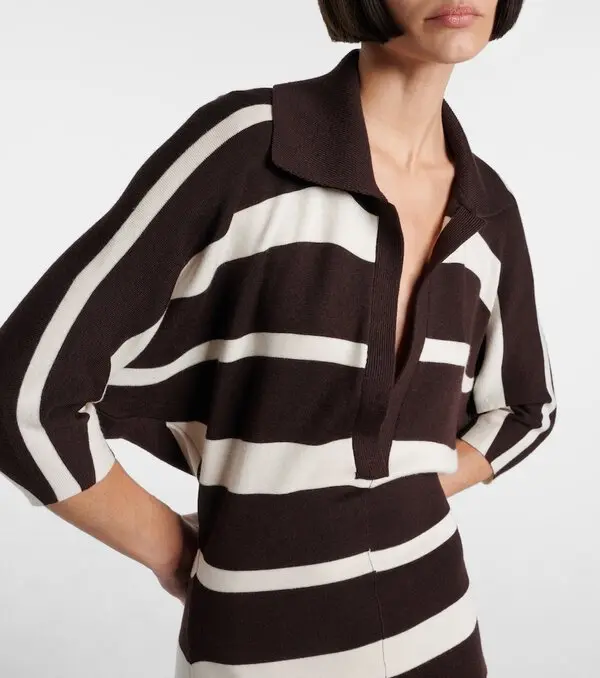 Proenza Schouler Solana Striped Wool And Silk Maxi Dress - Brown