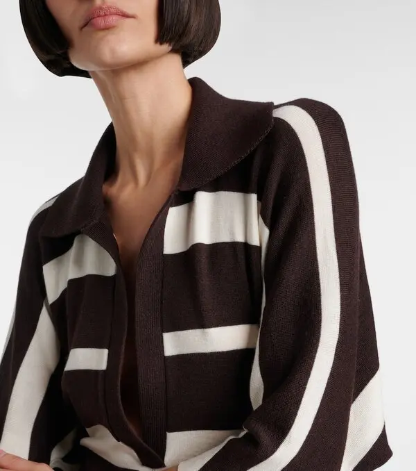 Proenza Schouler Solana Striped Wool And Silk Maxi Dress - Brown