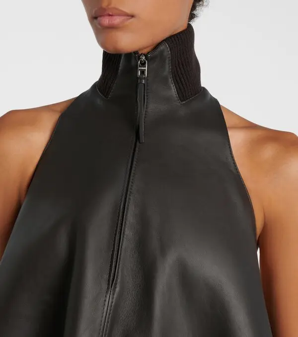 Jacquemus Triangle Leather Minidress - Brown