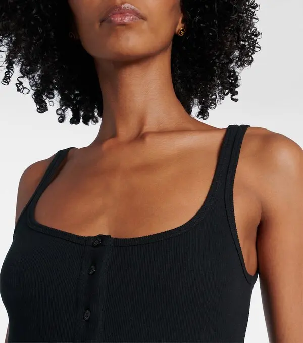 Versace Ribbed-knit Logo Cotton-blend Bodysuit - Black