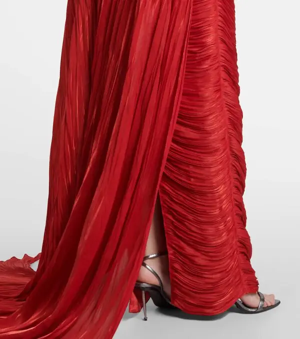 MARMAR HALIM Caped Pleated Bustier Gown