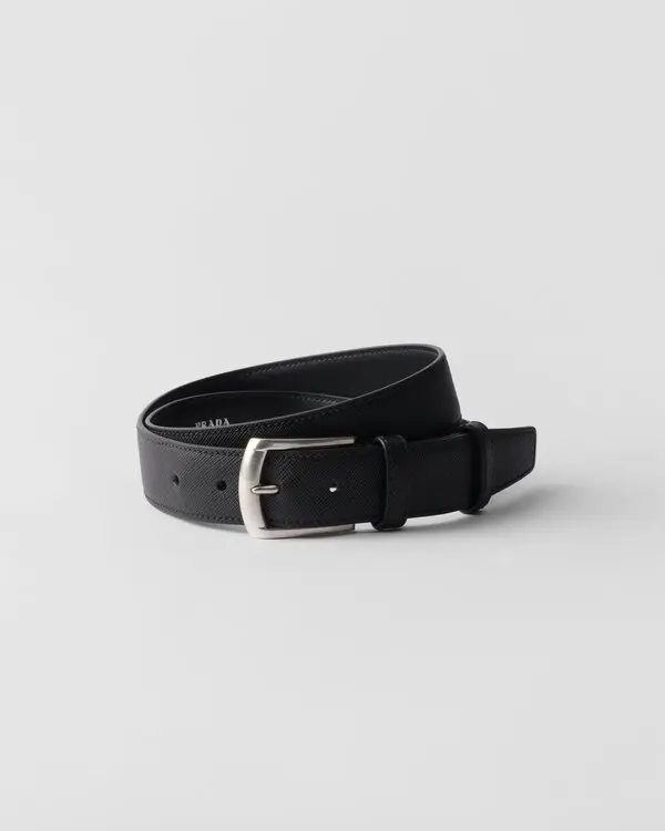 Prada Saffiano Leather Belt - Black