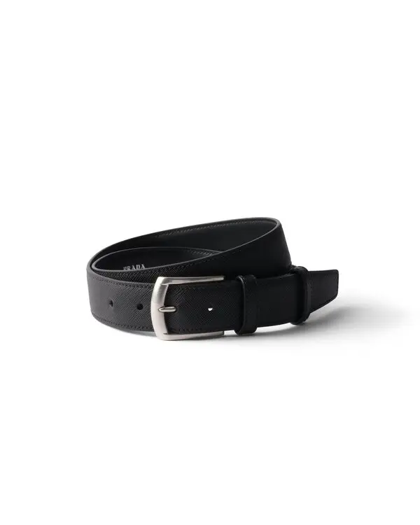 Prada Saffiano Leather Belt - Black