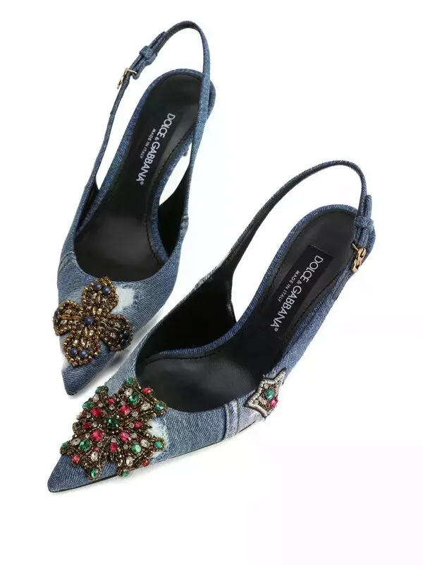 Dolce & Gabbana 60mm Embellished Denim Pumps - Blue