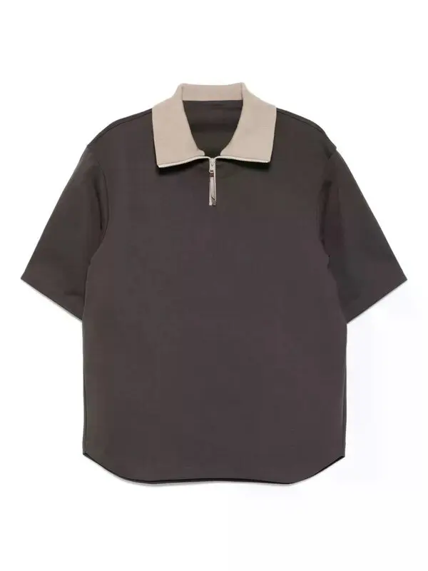 CROQUIS Zip-up Polo Shirt - Brown