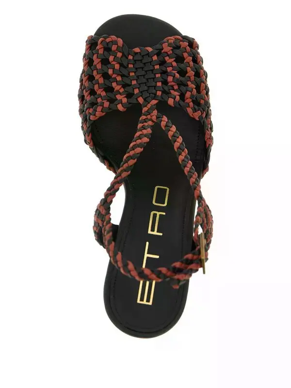 Etro Woven Leather Sandals - Black