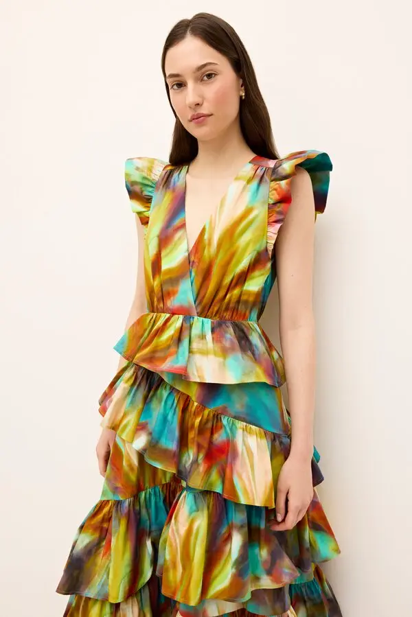 MARIE OLIVER Marisol Tiered Ruffle Dress
