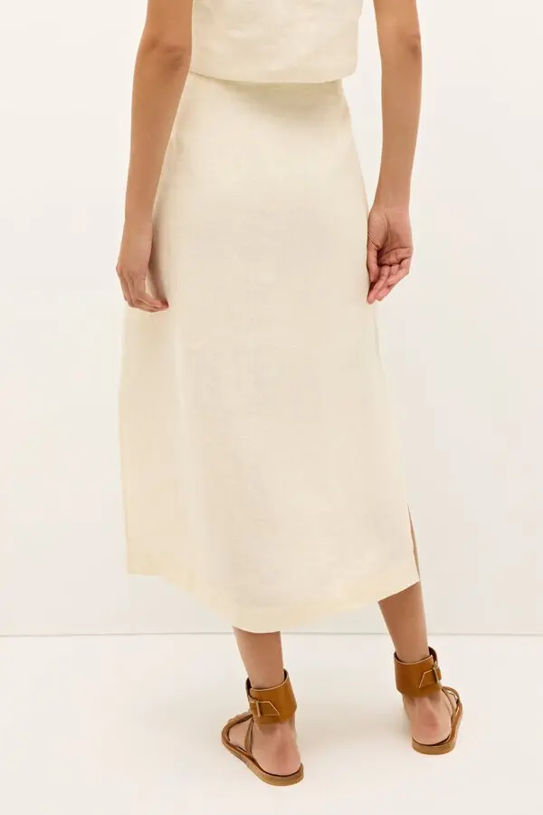 MARIE OLIVER Chandler Embroidered Linen Skirt