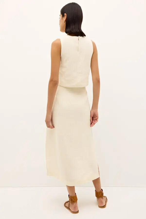 MARIE OLIVER Chandler Embroidered Linen Skirt