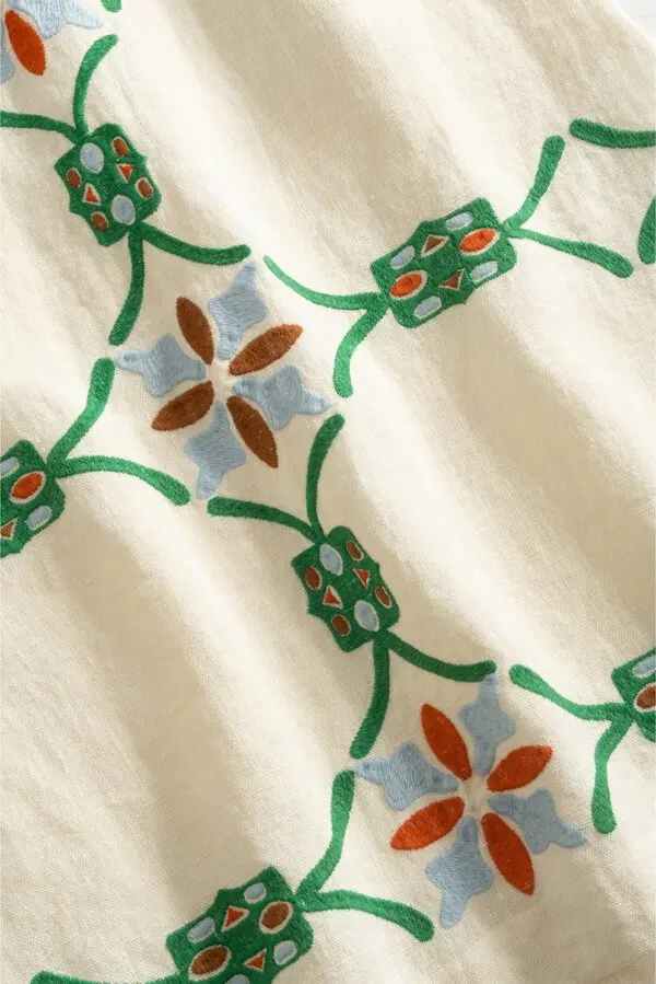 MARIE OLIVER Chandler Embroidered Linen Skirt