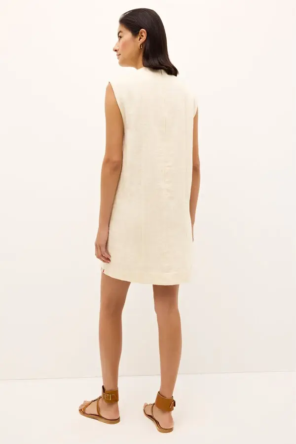 MARIE OLIVER Yvette Embroidered Linen Mini Dress - Trellis