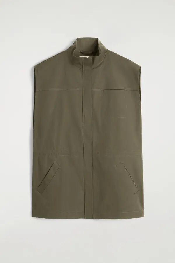 Cos Mock-neck Utility Vest - Green