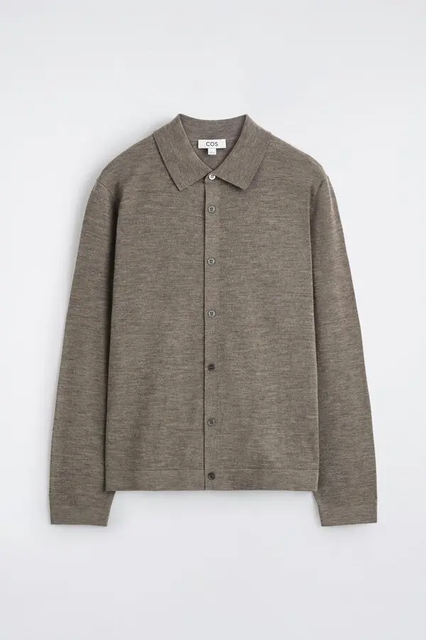 Cos Knitted Merino Wool Shirt - Brown