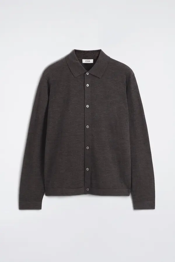 Cos Knitted Merino Wool Shirt - Brown