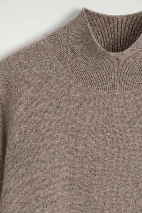 Cos Cashmere Mock-neck T-shirt - Beige