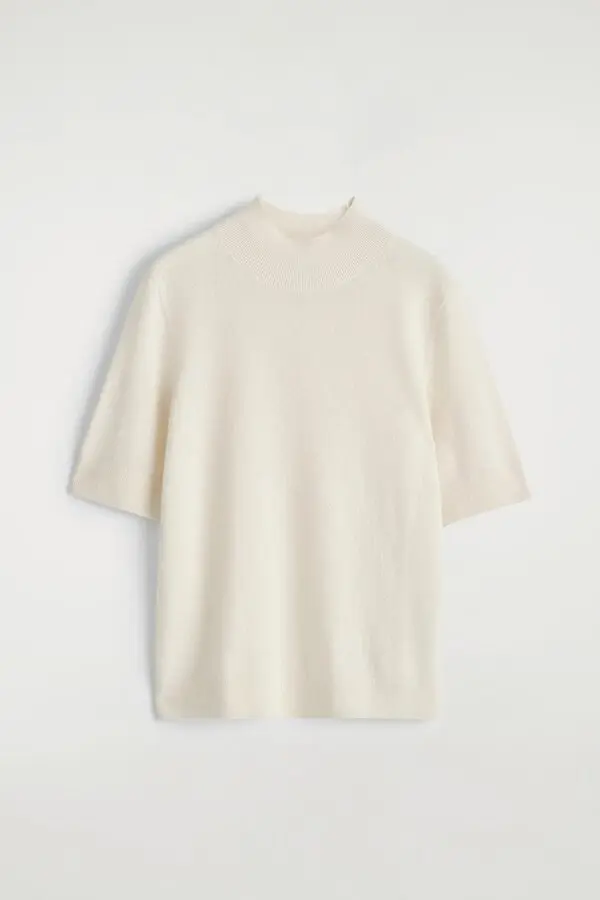 Cos Cashmere Mock-neck T-shirt - White