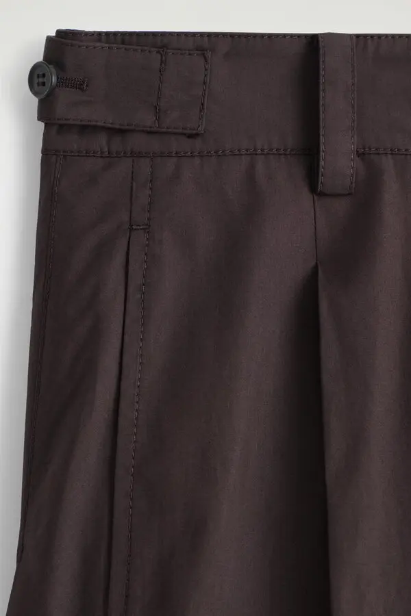 Cos Pleated Cotton Barrel-leg Trousers - Brown