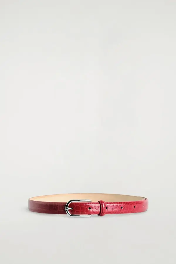 Cos Croc-effect Leather Belt - Red