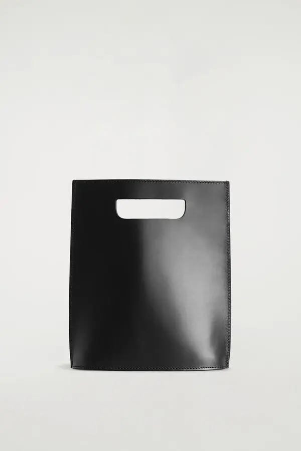 Cos Folio Mini Leather Bag - Black