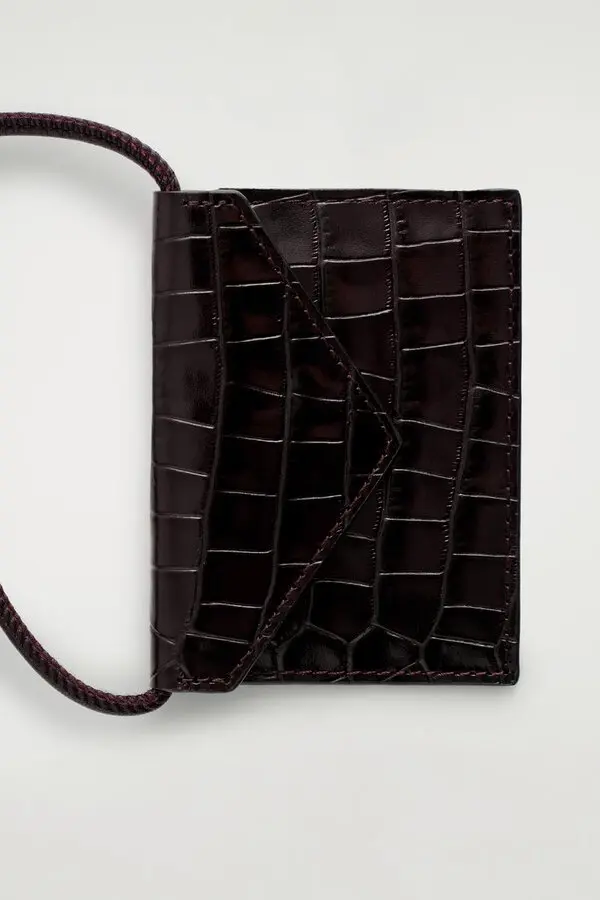 Cos Croc-effect Leather Cardholder - Brown
