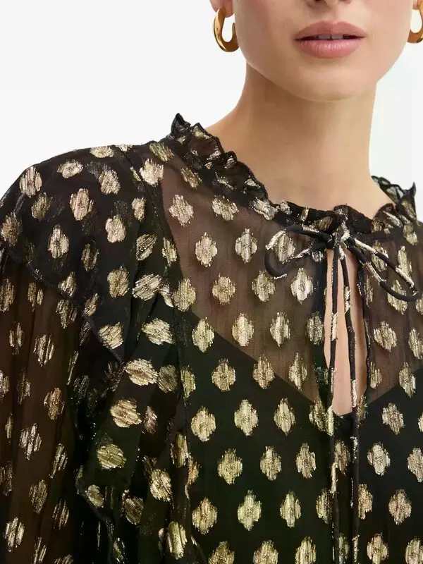 NEVER FULLY DRESSED Geometric-print Ruffled Blouse