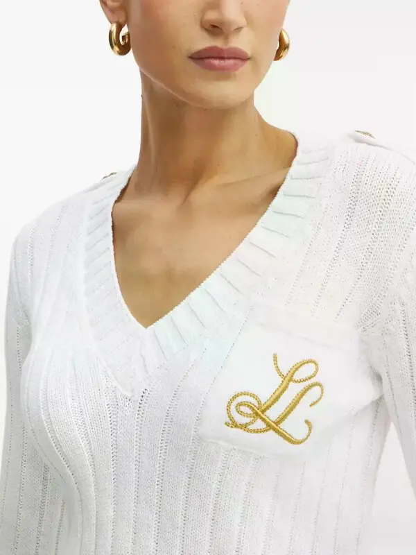 Luisa Spagnoli Ribbed V-neck Sweater