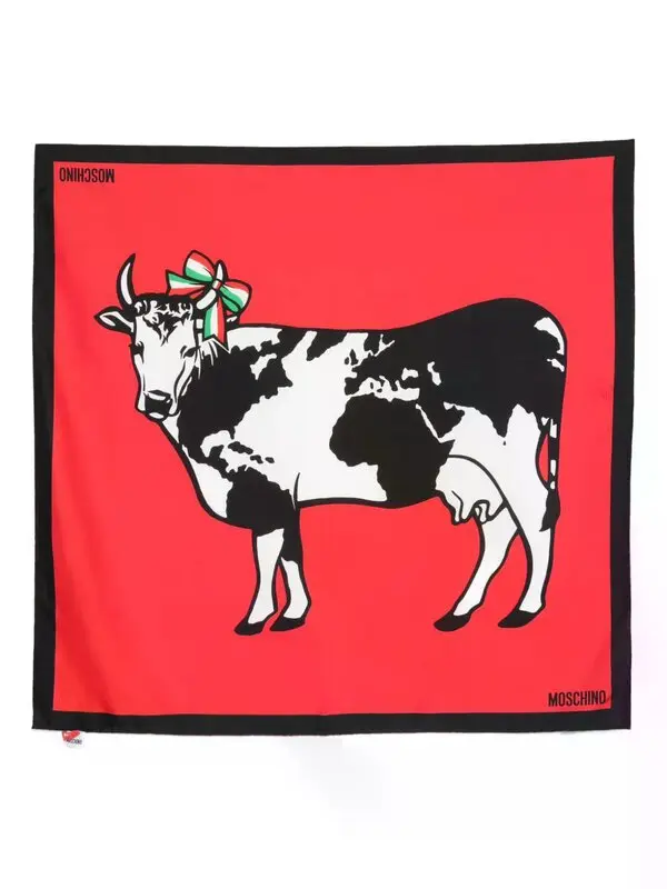 Moschino Cow-print Scarf - Red