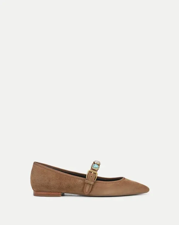 Veronica Beard Selene Embellished Flat - Chestnut