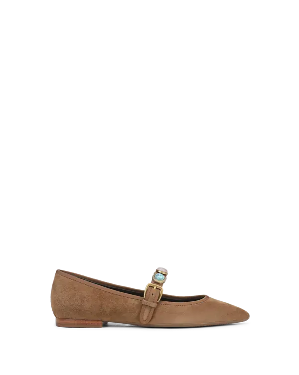 Veronica Beard Selene Embellished Flat - Chestnut