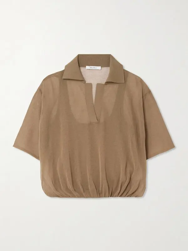 Max Mara Vespa Cropped Cotton-blend Polo Shirt