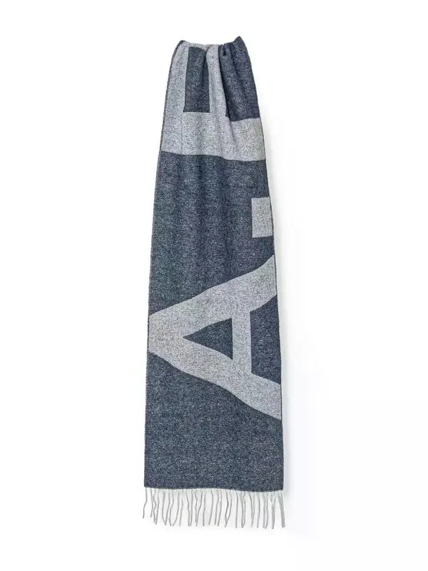 A.p.c. Logo-jacquard Wool Scarf - Blue