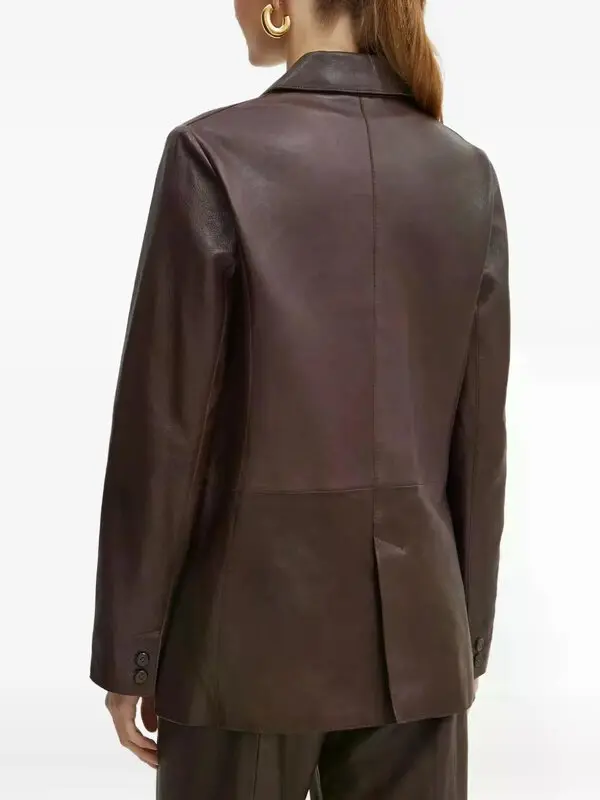 FORTE_FORTE Leather Single-breasted Blazer