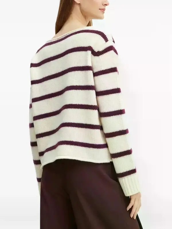 FORTE_FORTE Striped Boat-neck Sweater