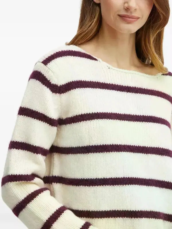 FORTE_FORTE Striped Boat-neck Sweater