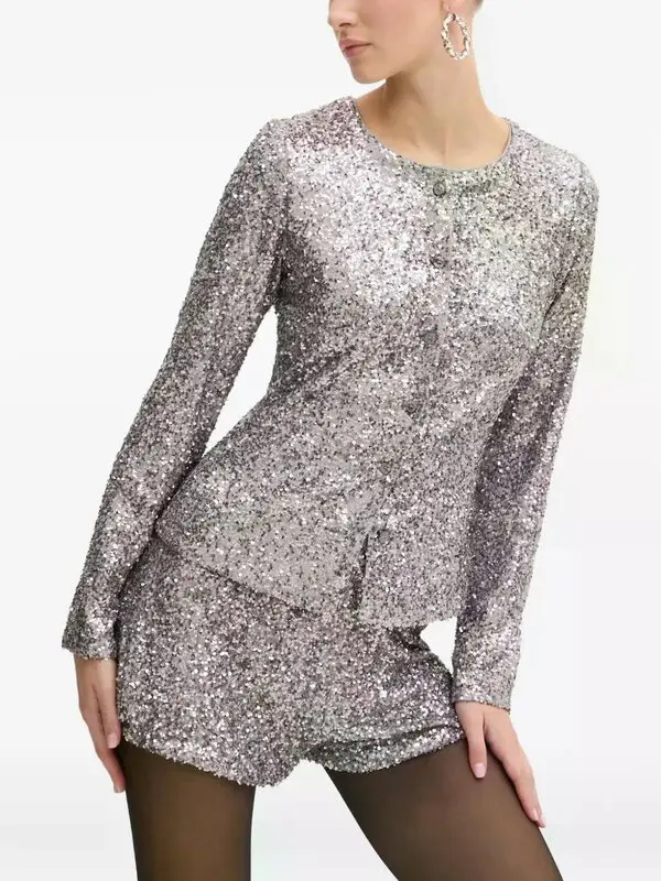 NEVER FULLY DRESSED Sequin-embellished Button-down Top