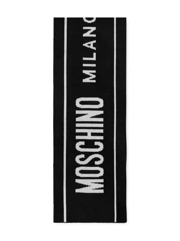 Moschino Logo-detail Wool Scarf - Black