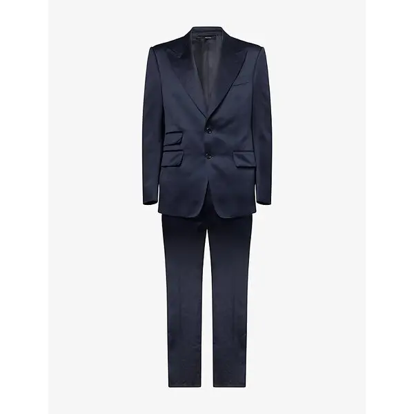 TOM FORD Shelton Peak-lapels Cotton Suit - Navy.