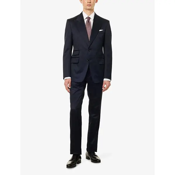 TOM FORD Shelton Peak-lapels Cotton Suit - Navy.