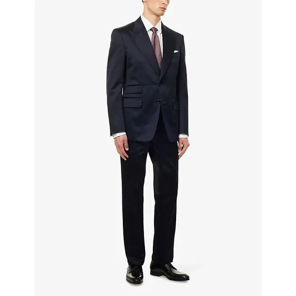 TOM FORD Shelton Peak-lapels Cotton Suit - Navy.