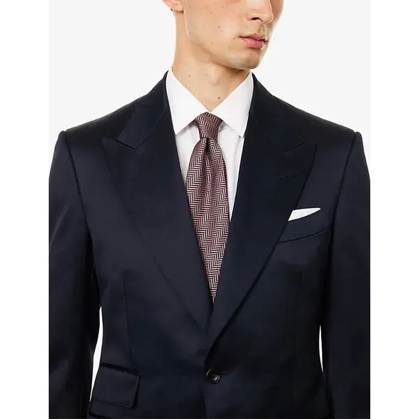TOM FORD Shelton Peak-lapels Cotton Suit - Navy.