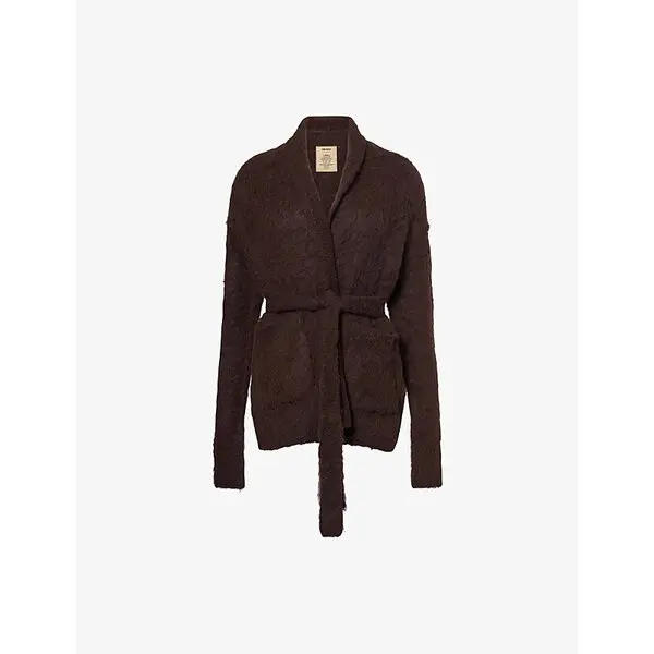 UMA WANG Bushed Belted Stretch-wool Cardigan